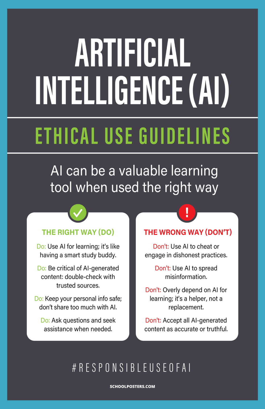 Artificial Intelligence Ethical Use Guidelines Poster – SchoolPosters.com LLC