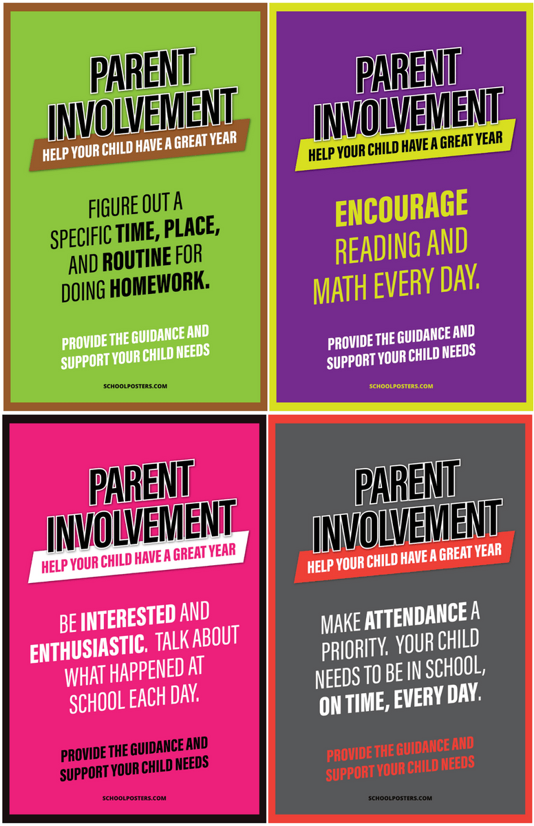 Elementary Parent Involvement Poster Package – SchoolPosters.com LLC