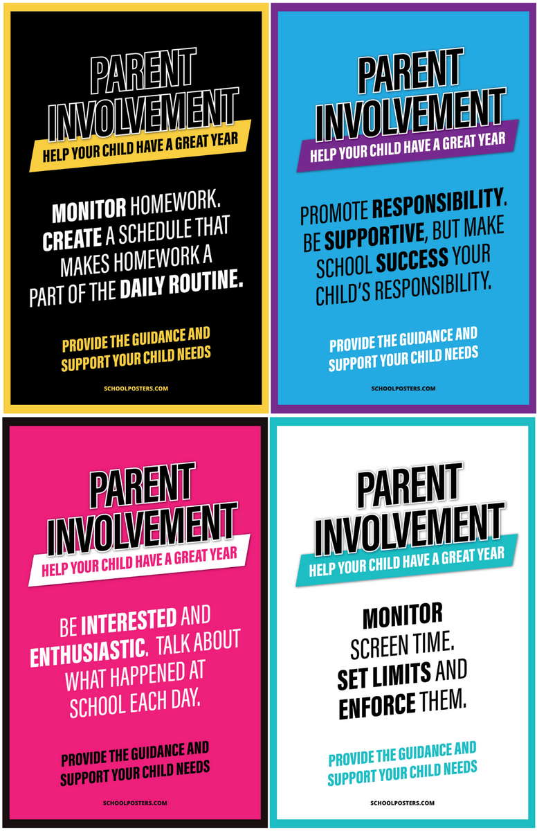 Elementary Parent Involvement Poster Package – SchoolPosters.com LLC