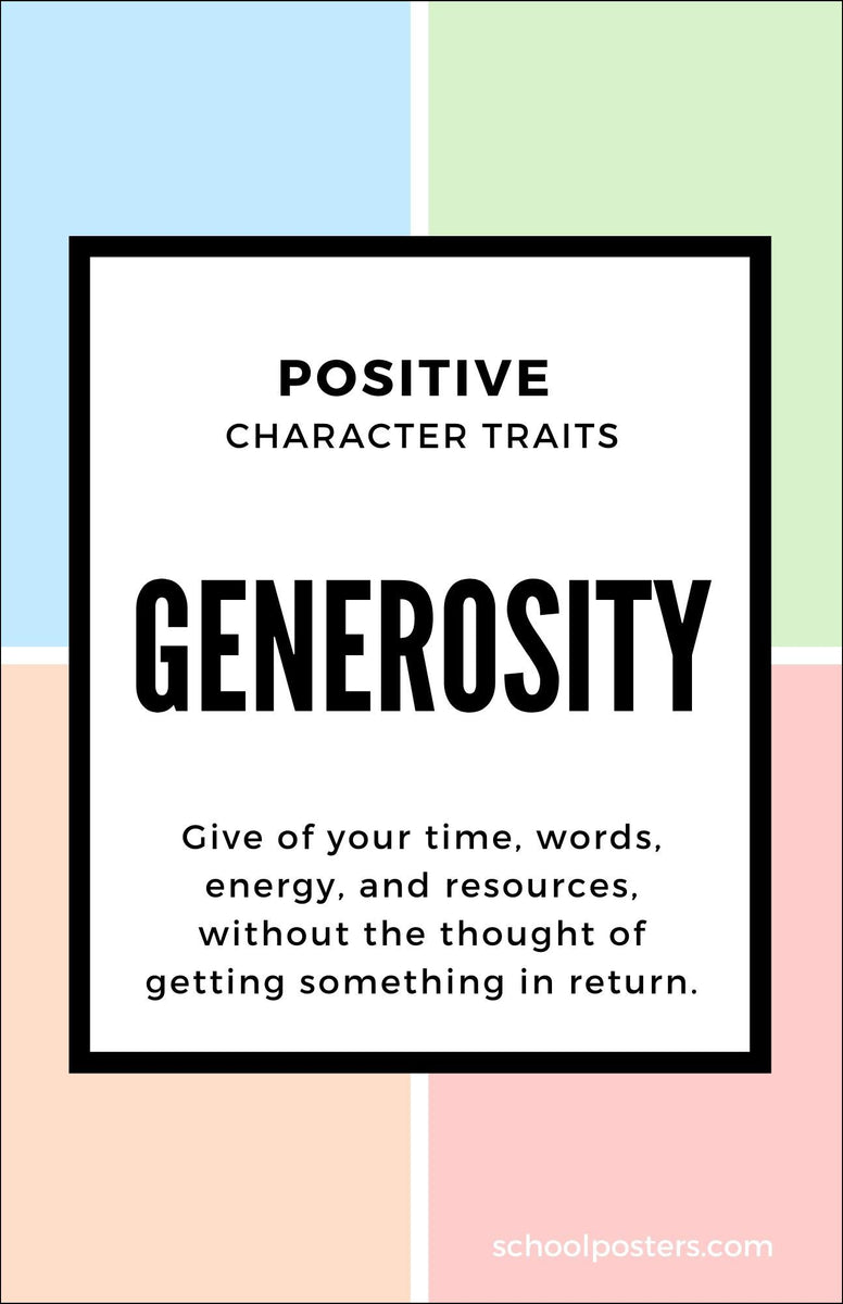 Character Generosity Poster – SchoolPosters.com LLC