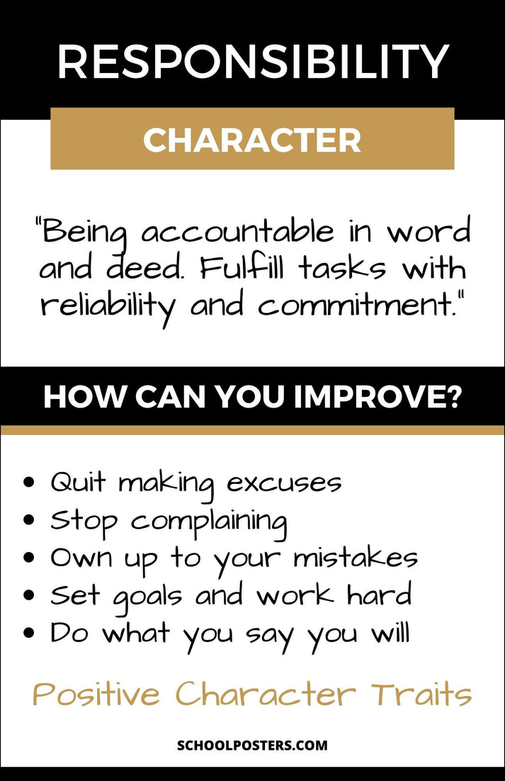 Responsibility Character Trait Poster – SchoolPosters.com LLC