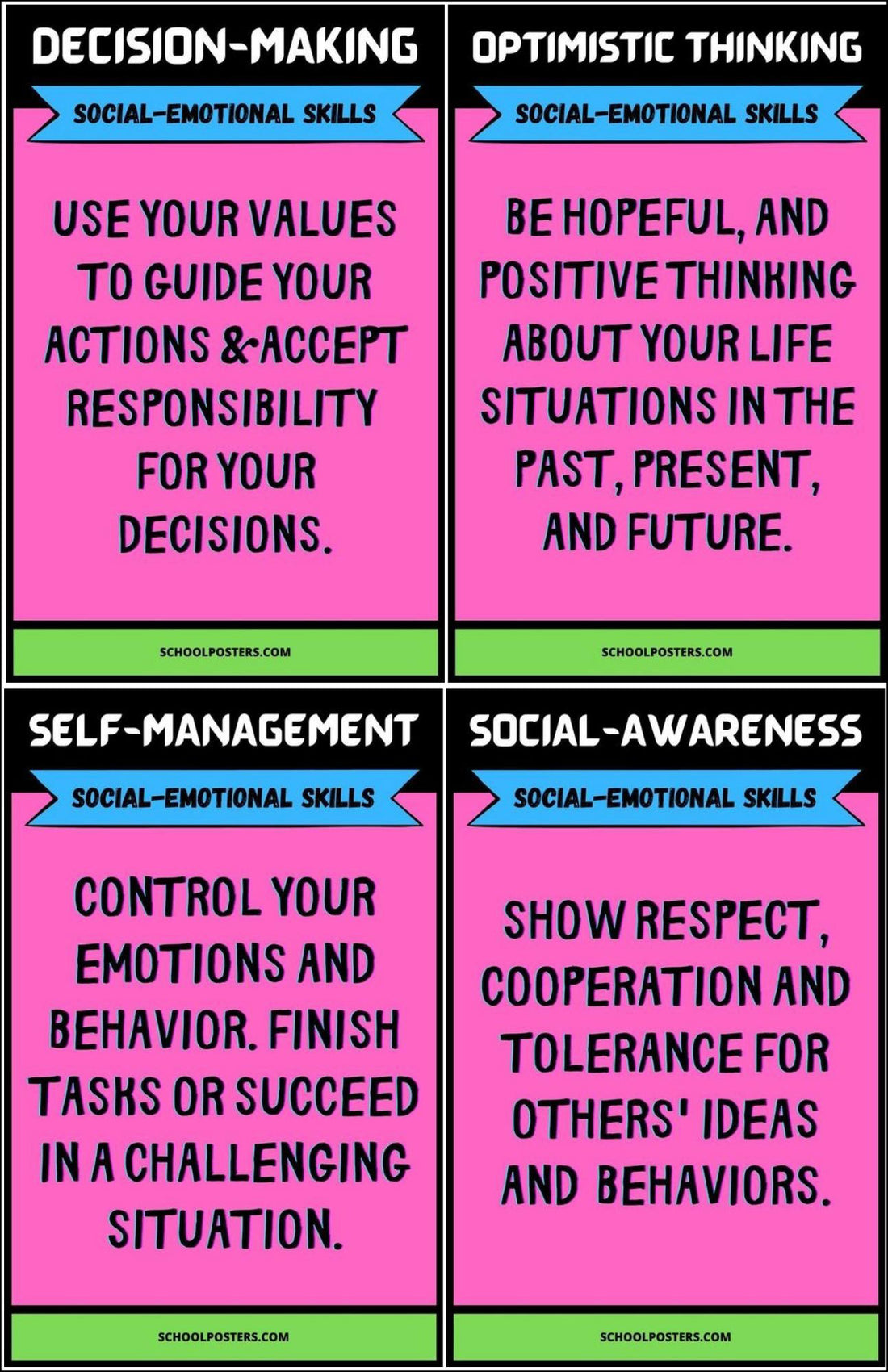 Social-Emotional Learning (SEL) Skills Poster Package (Set Of 8 ...