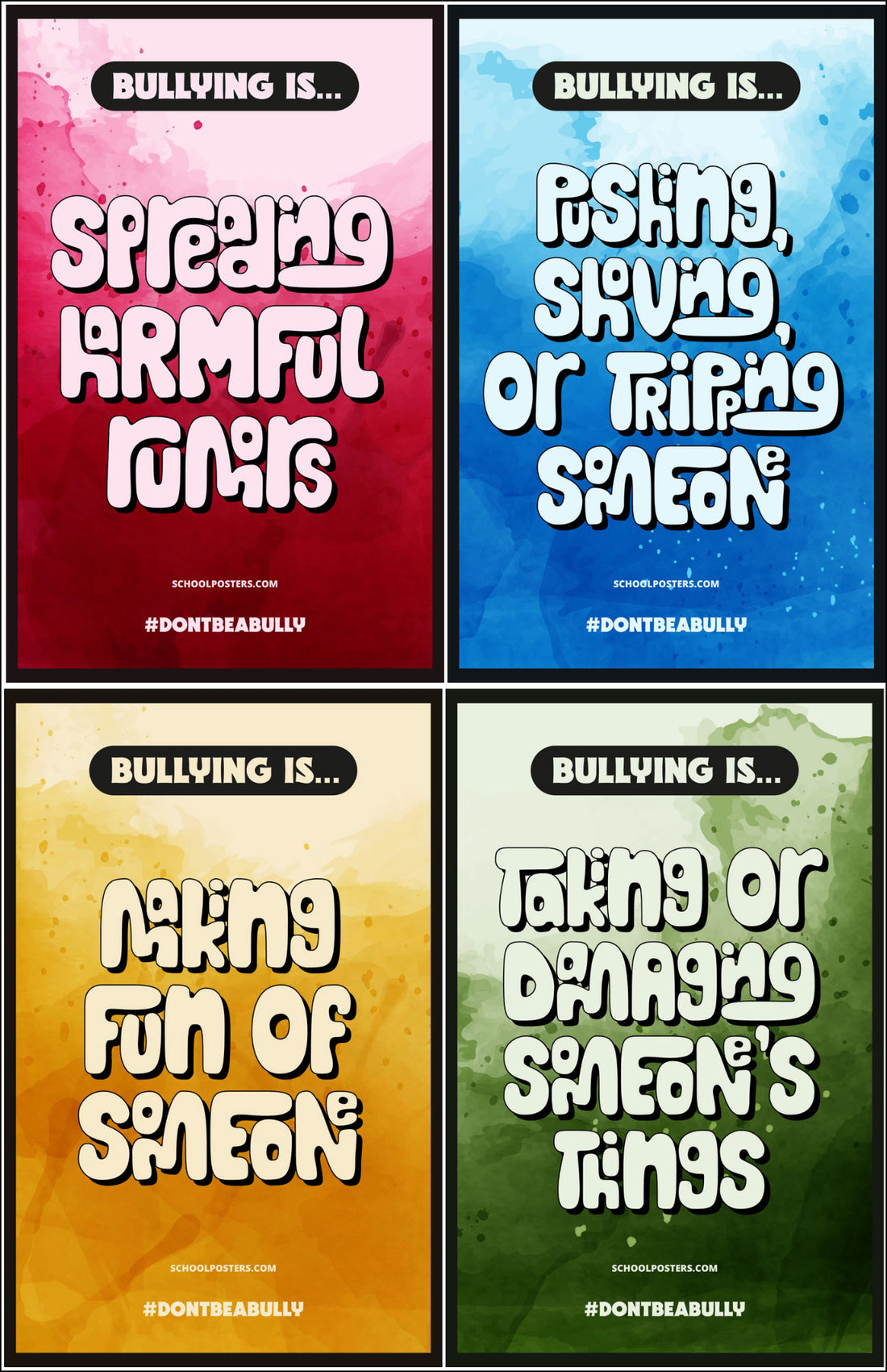 Bullying Is Poster Package (Set Of 12) – SchoolPosters.com LLC