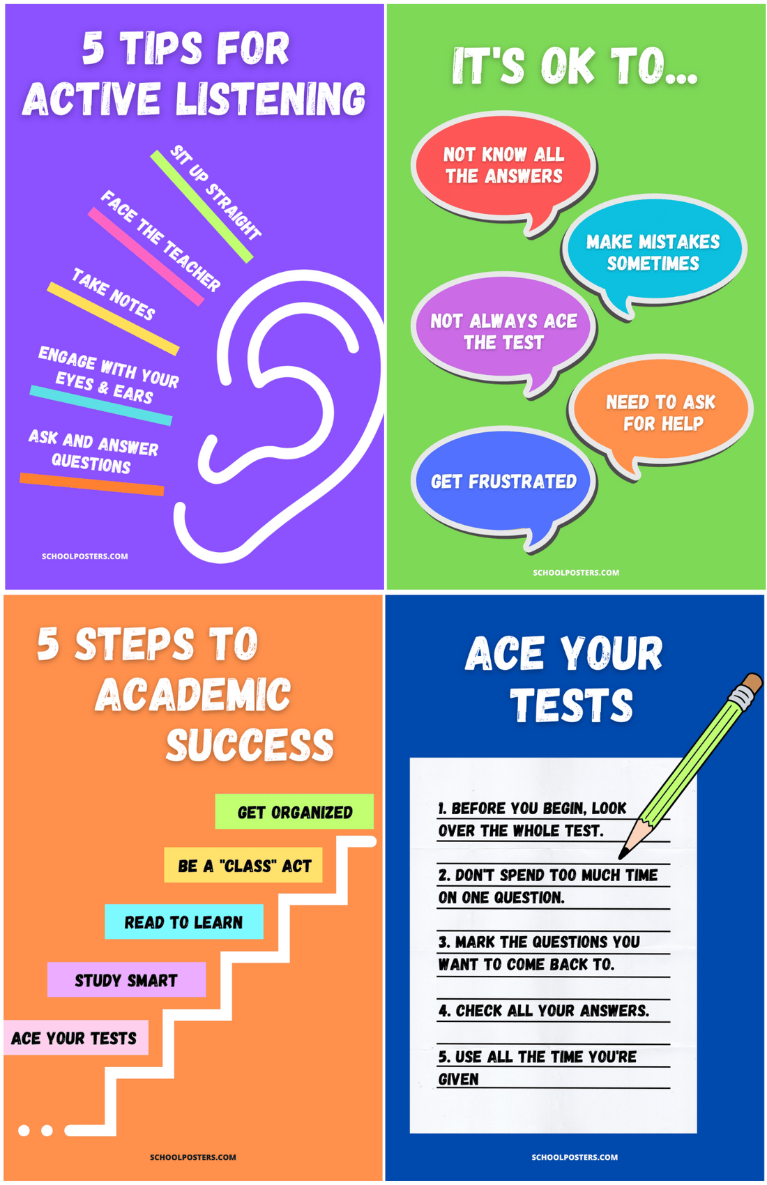 Study Skills Poster Package – SchoolPosters.com LLC
