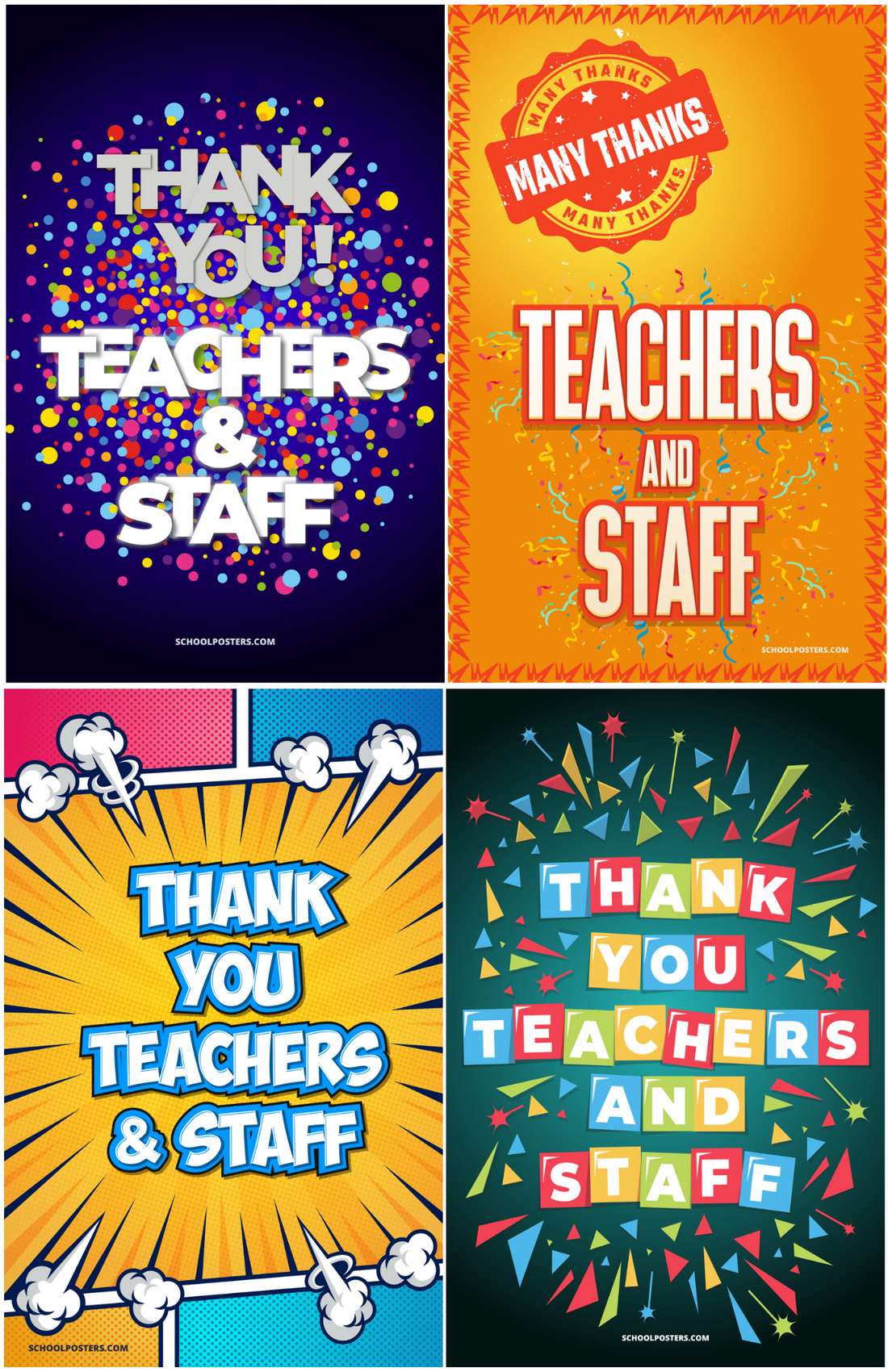 Thank You Teachers & Staff Poster Package – SchoolPosters.com LLC